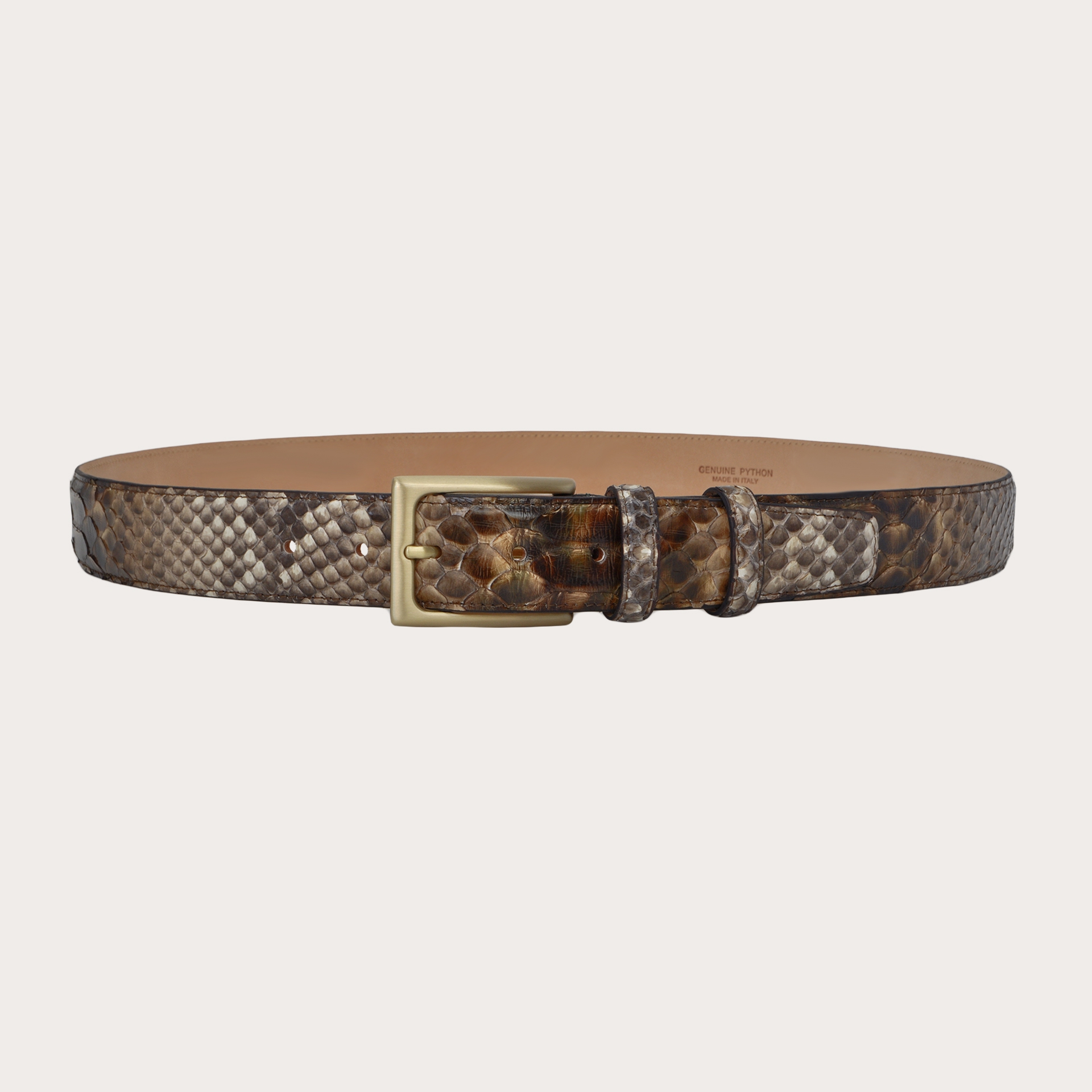 Genuine python leather belt, purple patchwork
