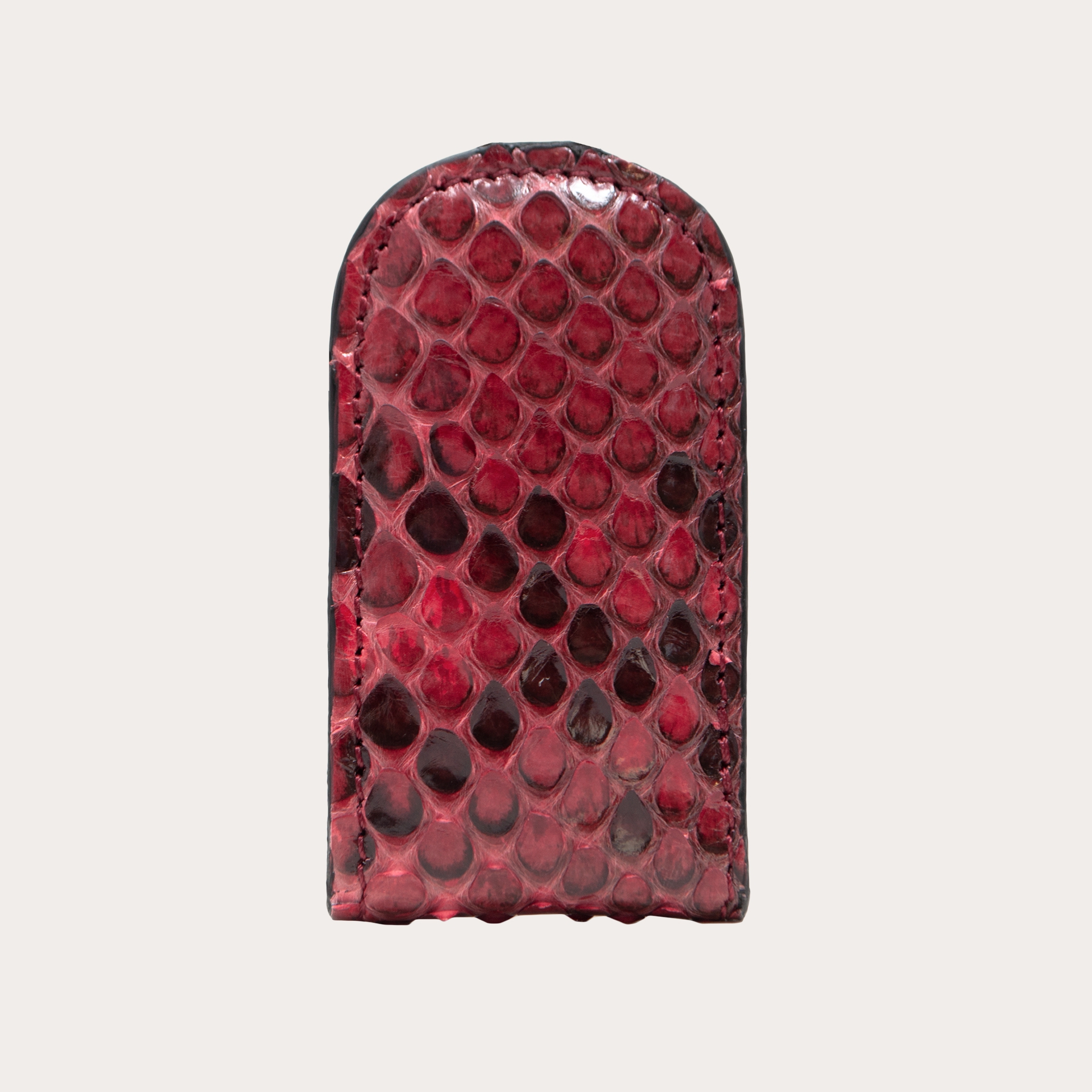 Magnetic money clip in python leather, red | BRUCLE