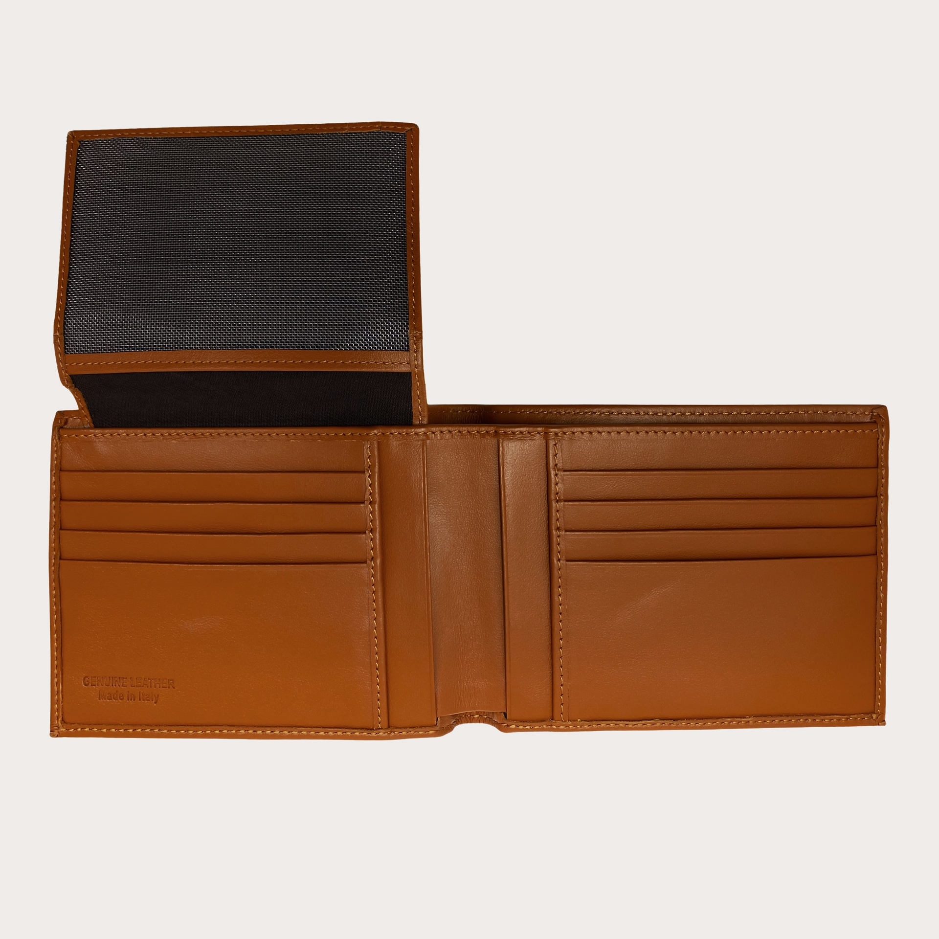Brucle Men's bifold leather wallet with flap, melon