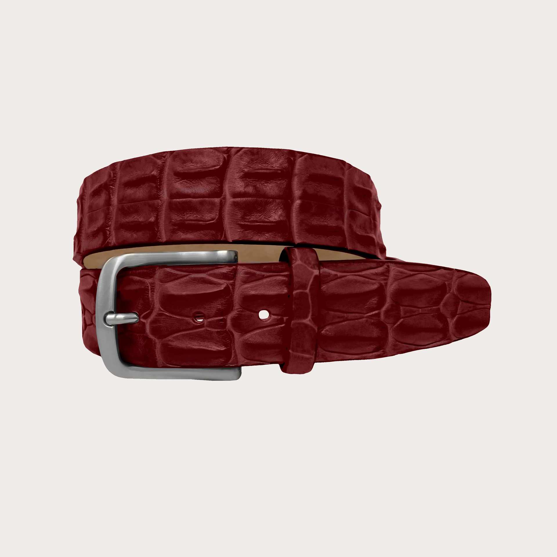 Elegant belt in genuine exotic leather, Milan red