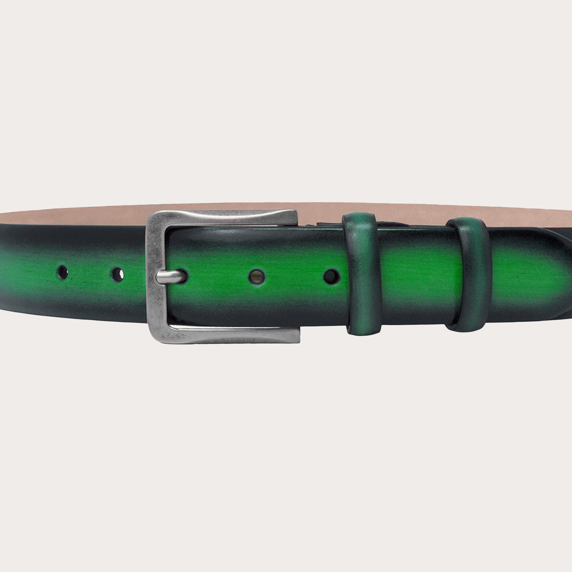 Cinturón de Hombre Verde Coloreado a Mano | BRUCLE Cinturón de Lujo