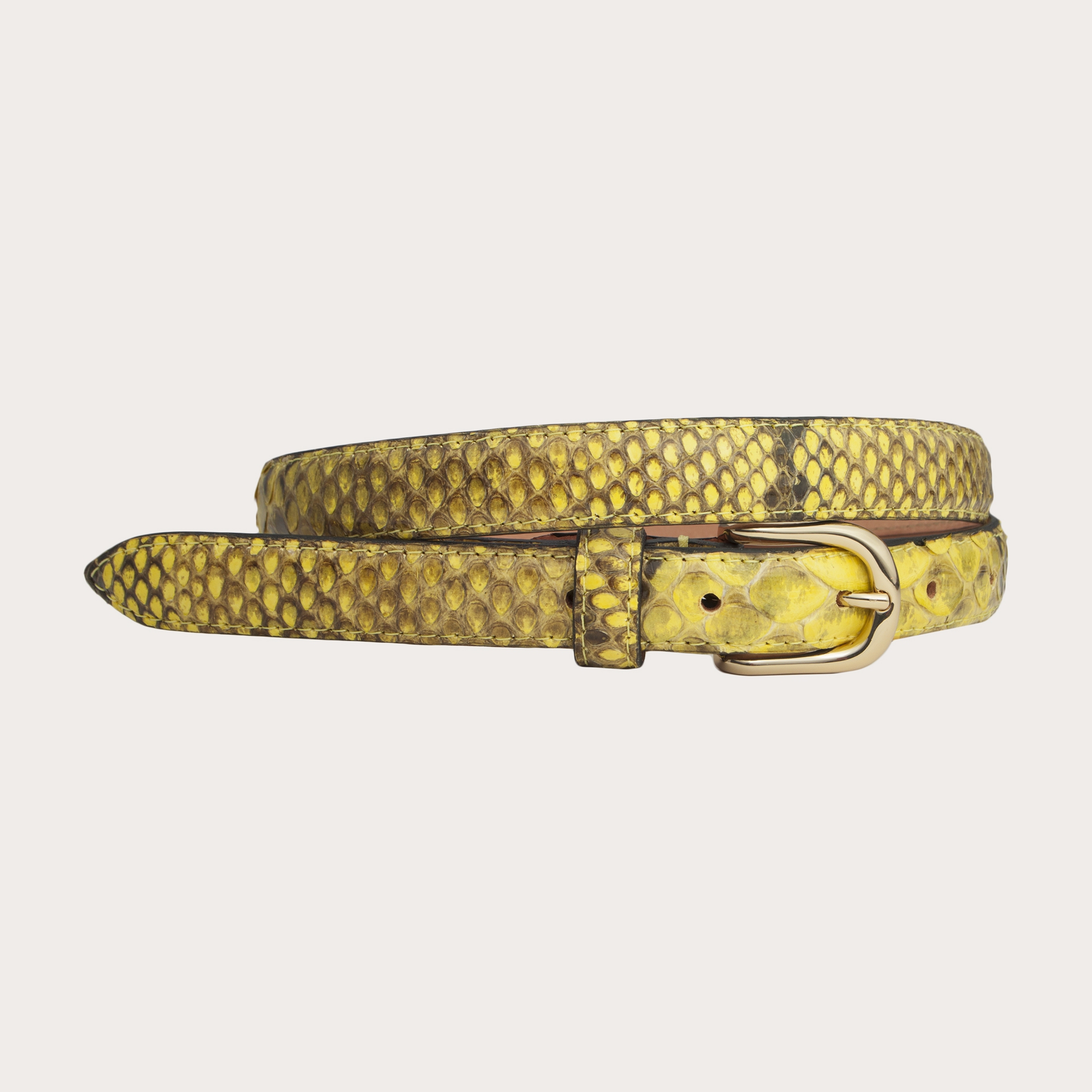 Women's yellow python belt