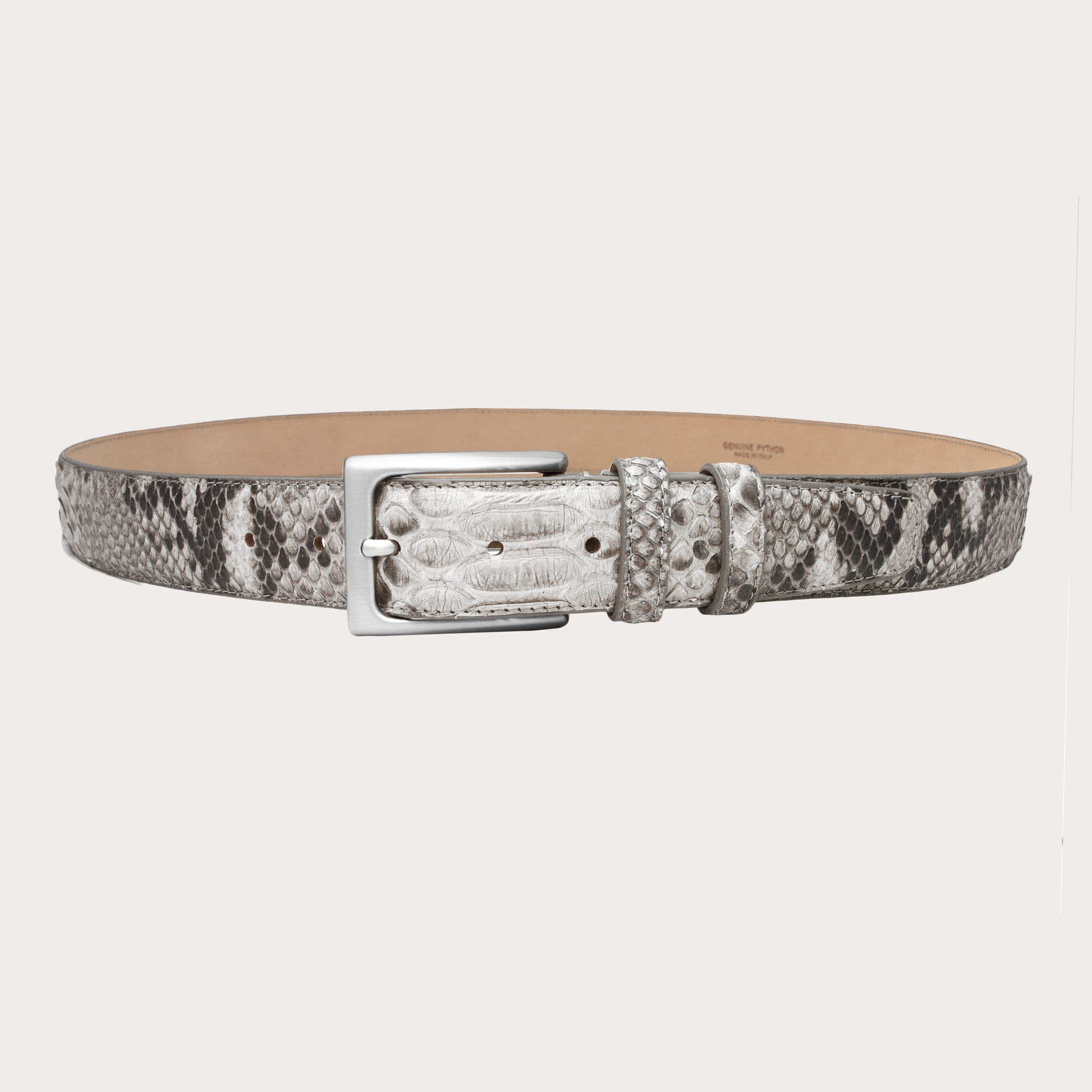 Rock-colored python leather belt
