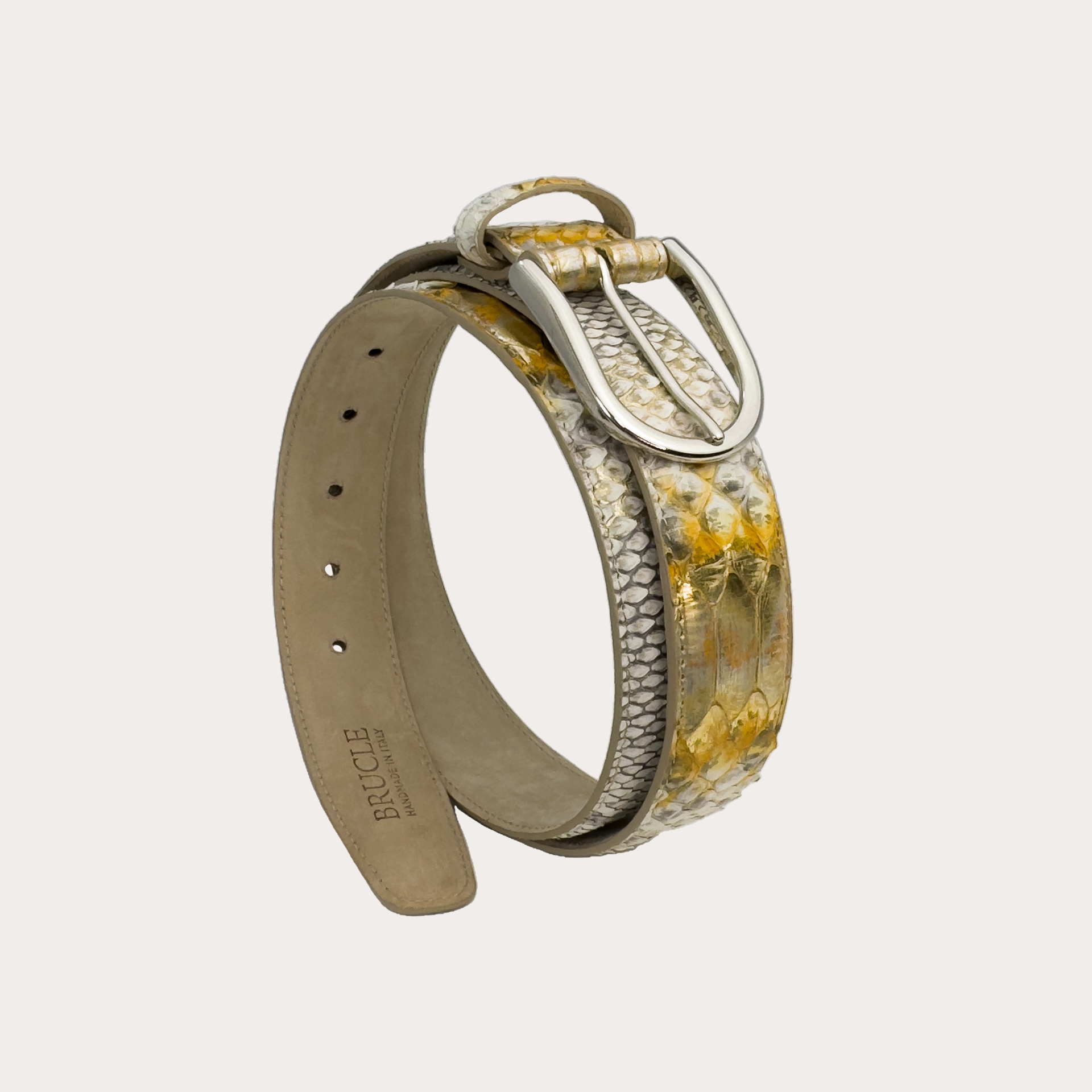 Rock and Gold Python Belt | BRUCLE Luxury Belts Made in Italy