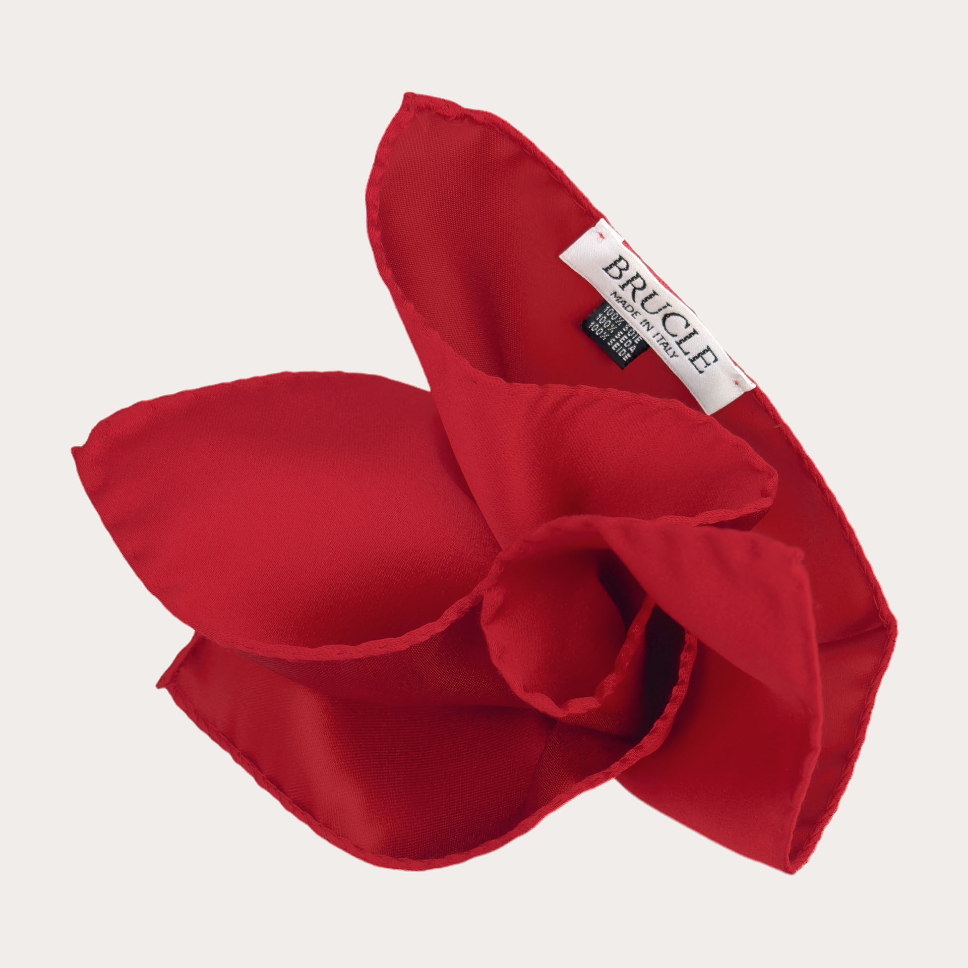 Burgundy pocket square in silk satin | BRUCLE Made in Italy