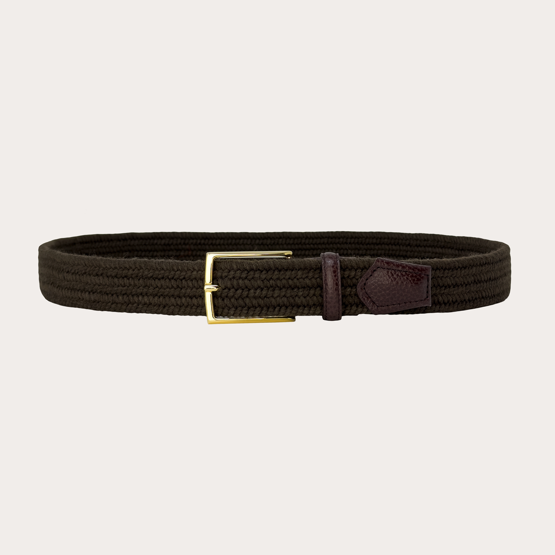 Extra-long brown elastic wool belt | BRUCLE Plus Sizes