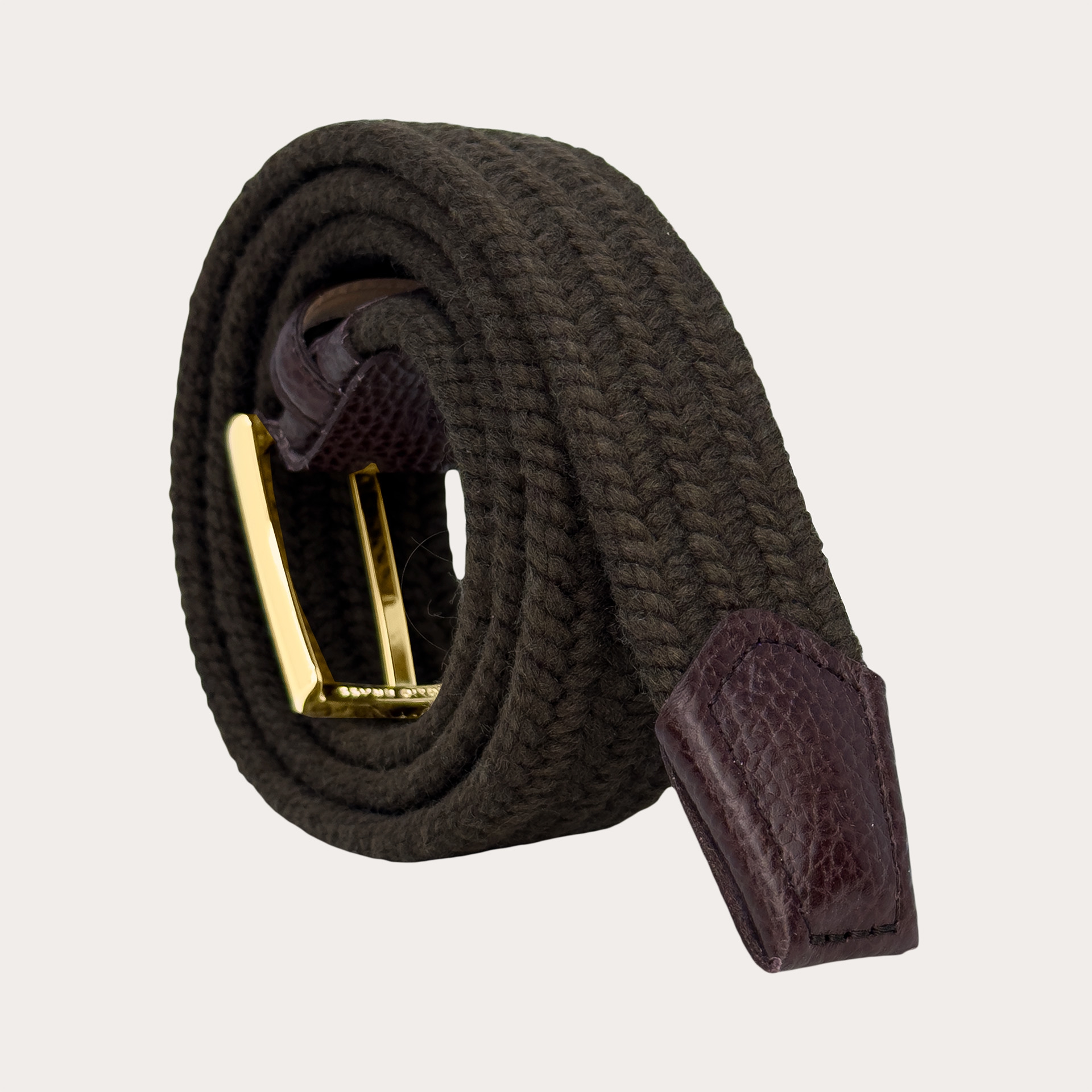 Extra-long brown elastic wool belt | BRUCLE Plus Sizes