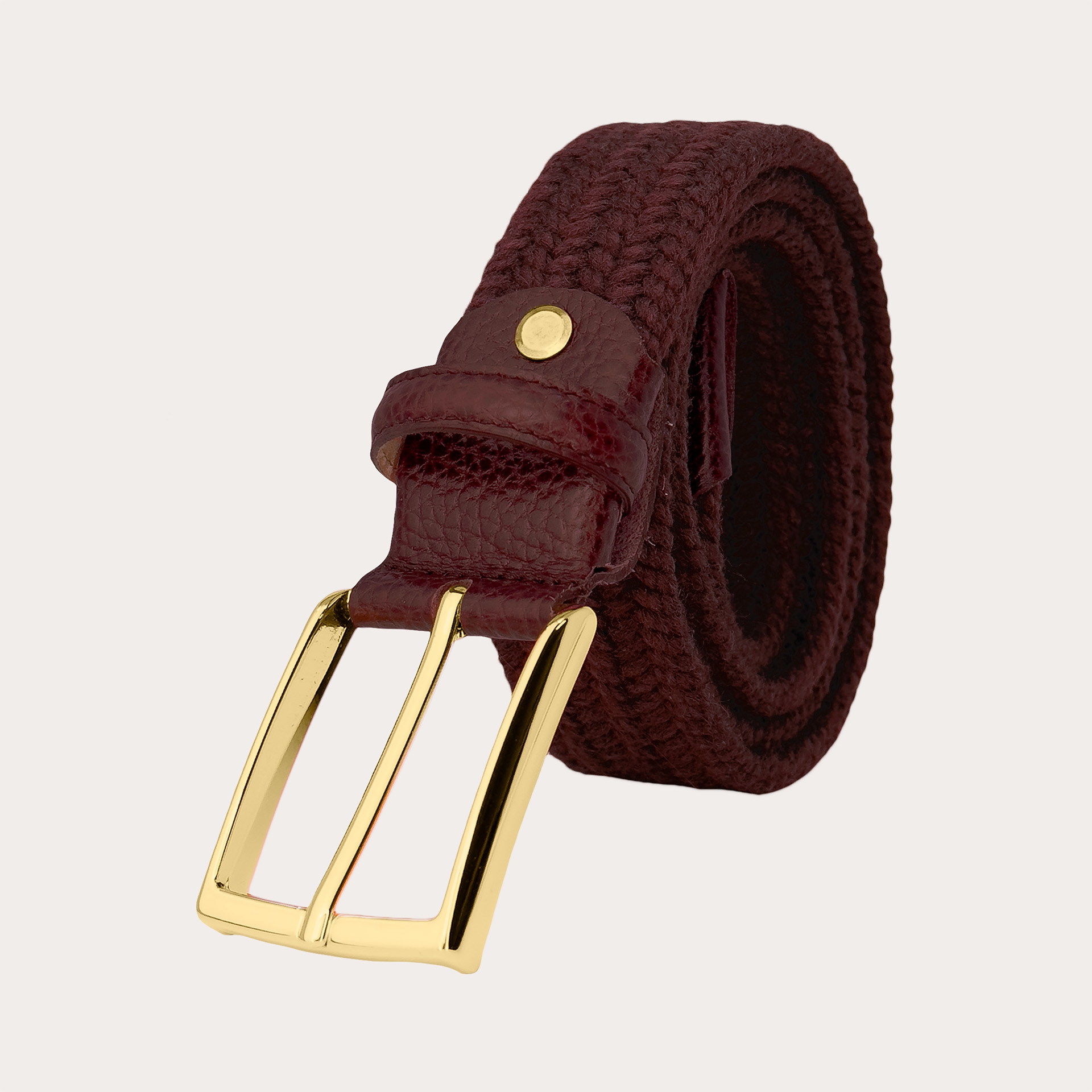 Plus-size elastic wool belt in burgundy | BRUCLE Made in Italy