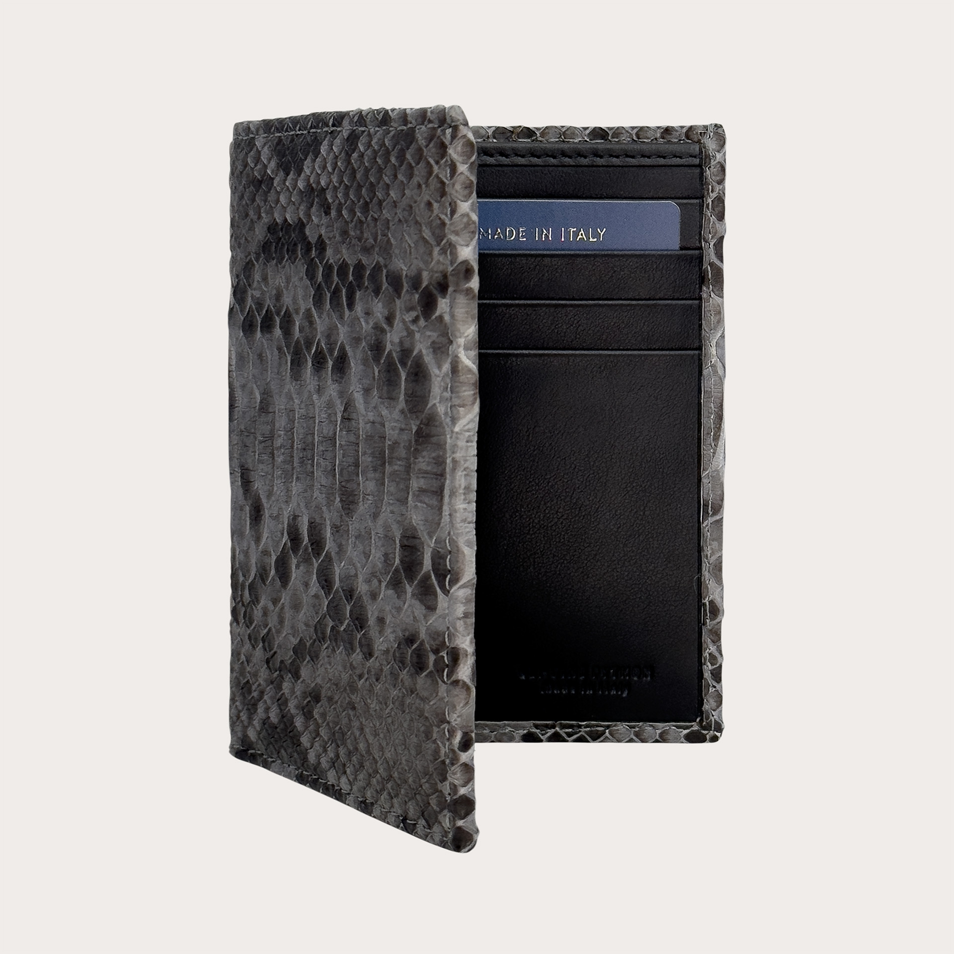 Men's vertical python wallet, customizable | BRUCLE Luxury