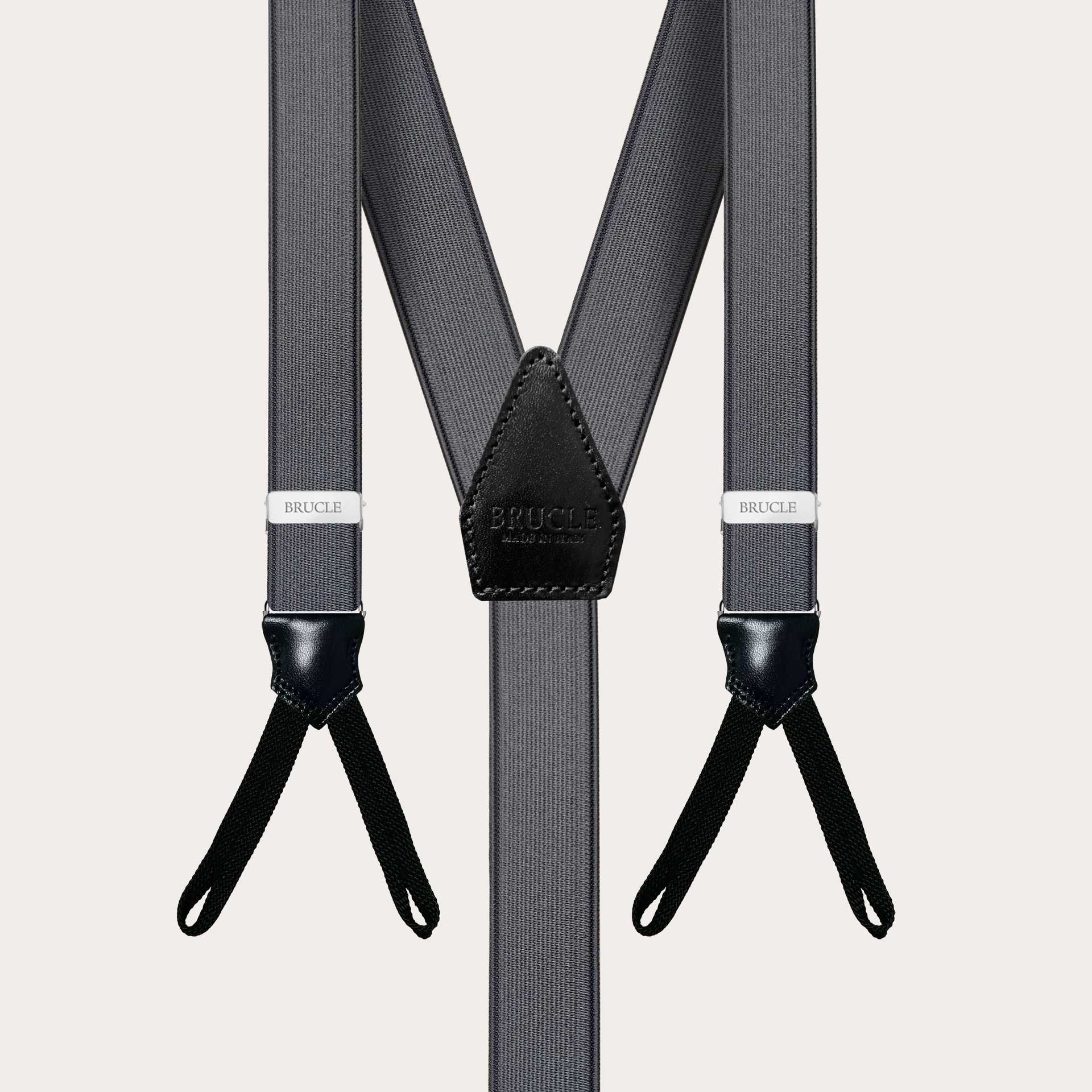 Grey formal suspenders | Satin with button loops