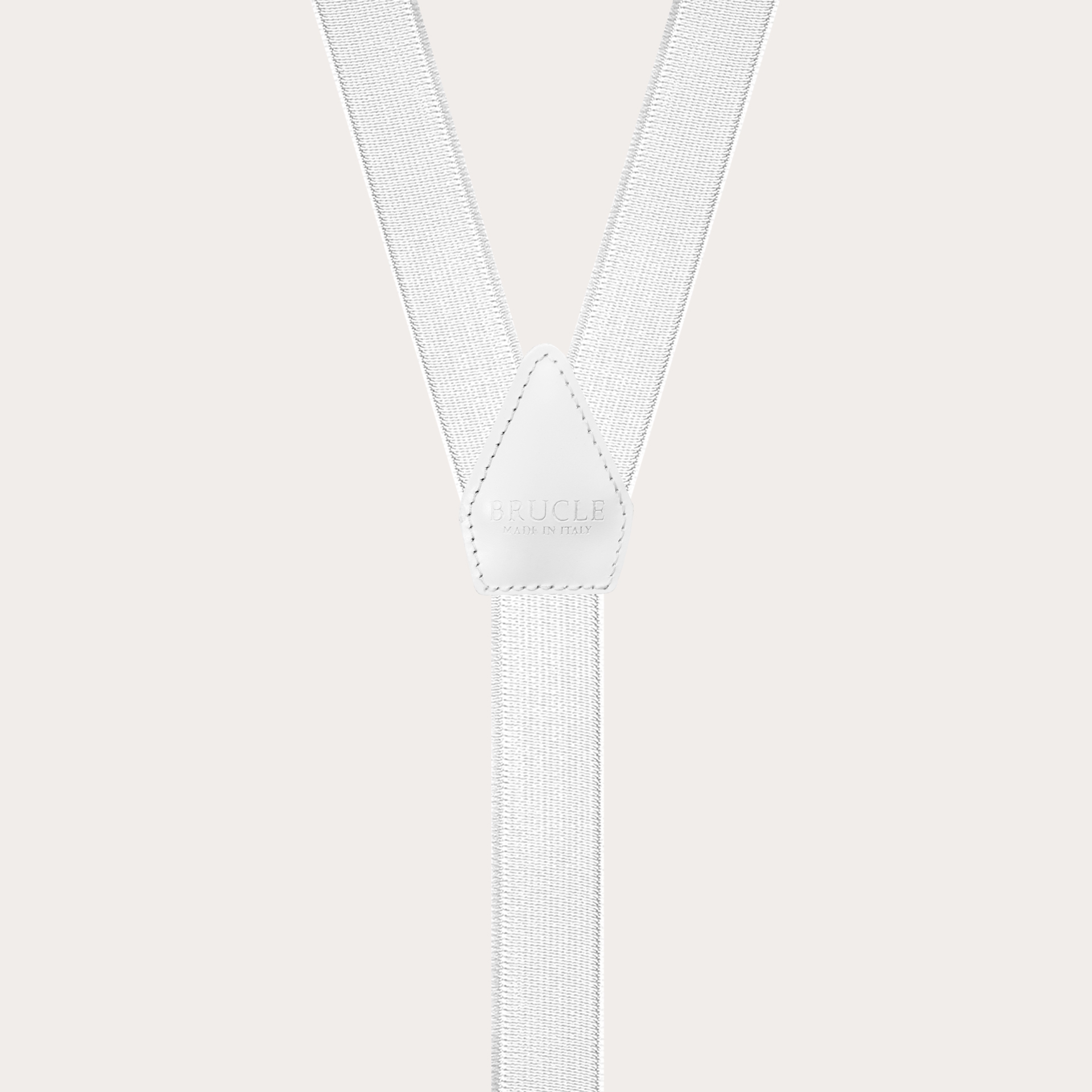Extra-long white elastic satin suspenders with dual use | BRUCLE