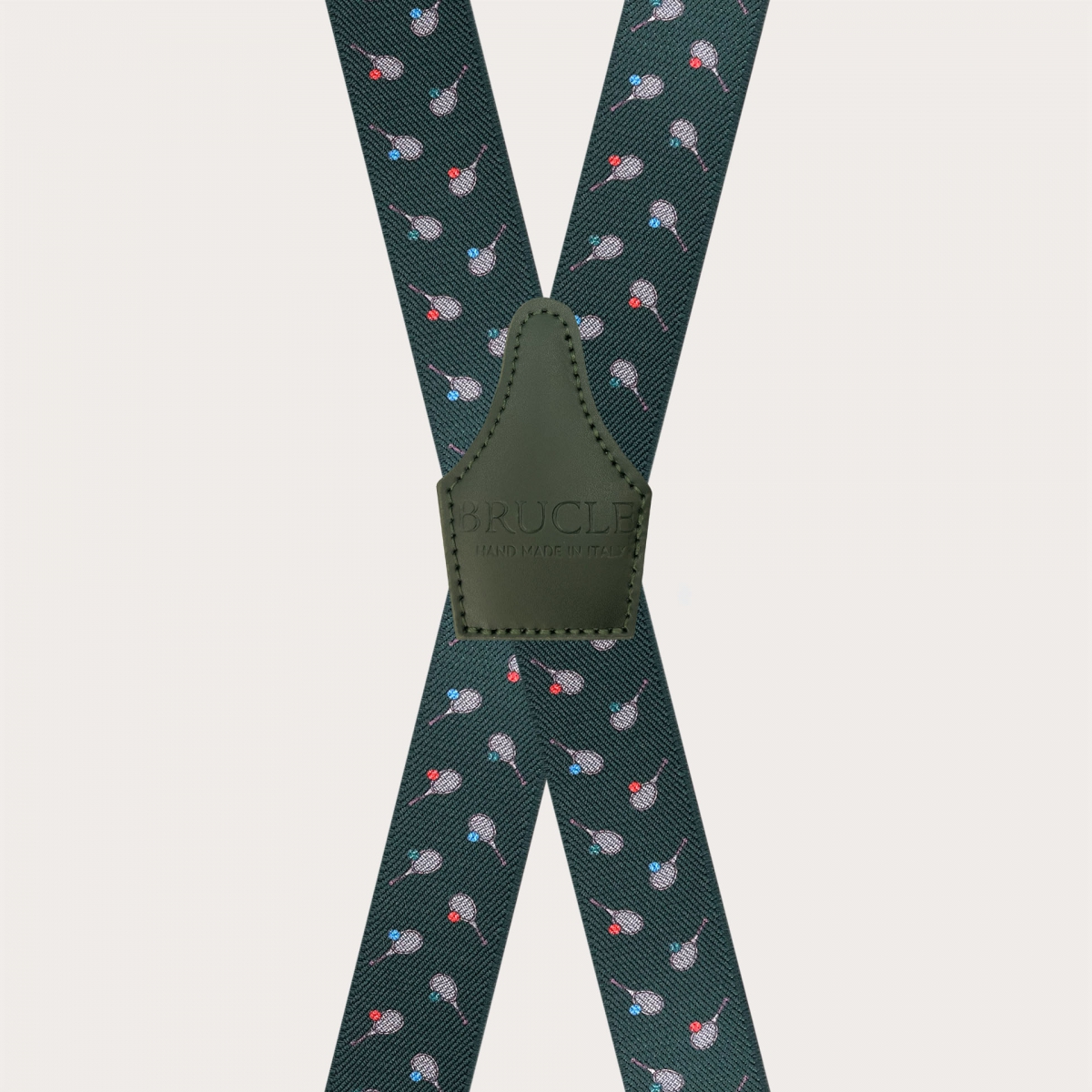Green Suspenders with Tennis Rackets | BRUCLE Handmade Suspenders