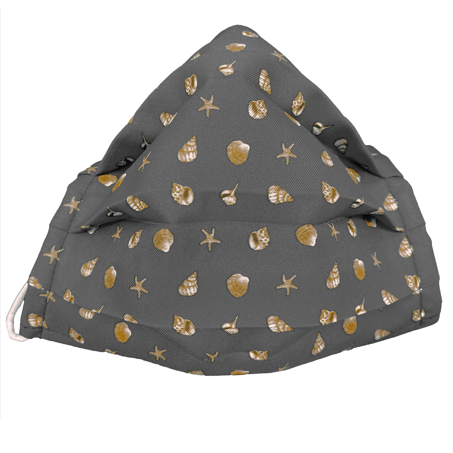 Fashion protective face mask for kids, silk, grey with shells
