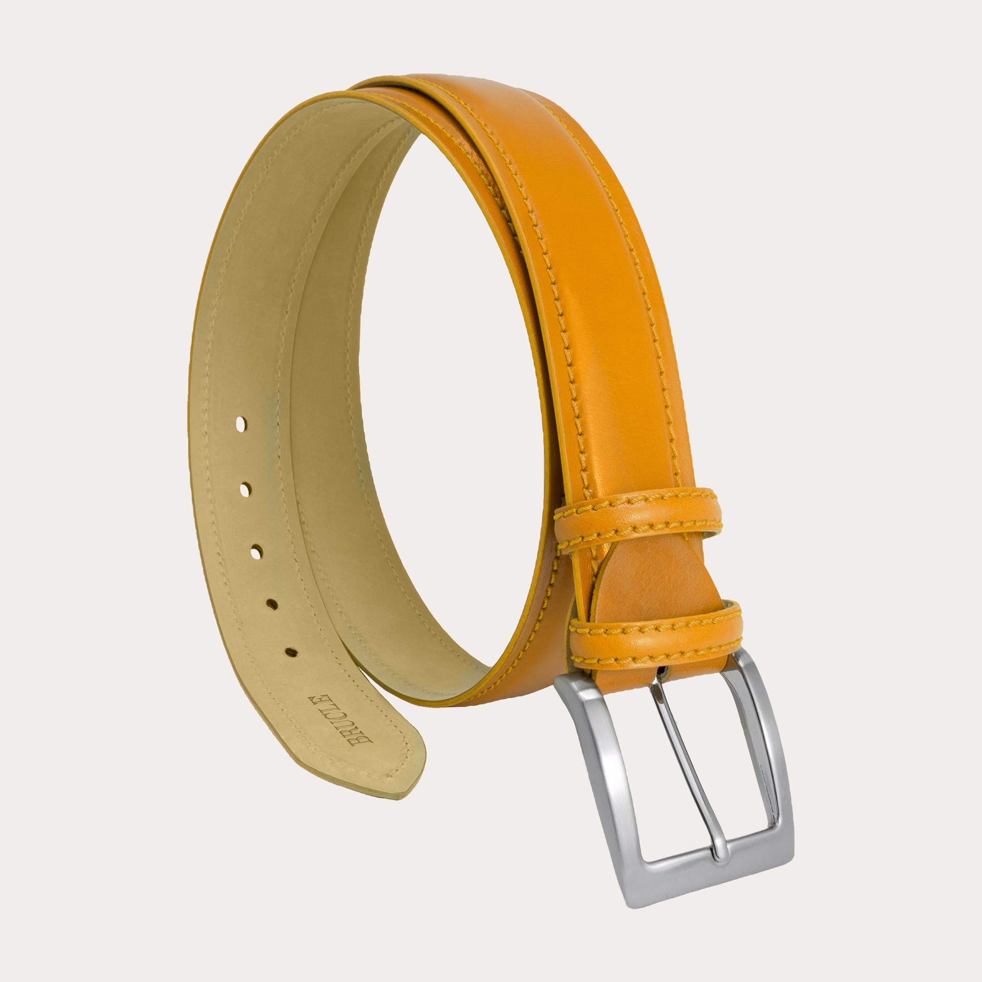 Genuine leather belt, yellow